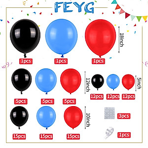 Blue Red Black Balloon Arch Garland Kit, Blue Red Black Latex Balloon Spider Theme Balloon Arch for Boys Kids Super Spider Hero Birthday Party Baby Shower Decoration Spider Theme Party Supplies