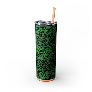 Tumbler Cup, Royal Green Cheetah Print with Straw, 20oz - Gift for Animal Print Lovers, Cheetah Pattern Drinkware, Unique