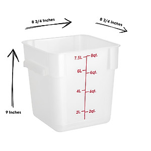 uVeans COMBO PACK Square Sous Vide Containers With Lids - 8 Quart Restaurant Supplies Food Containers - 4 Containers and 4 Lids Food Service