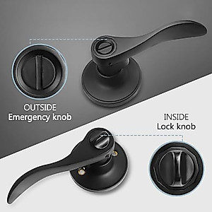 MONKEMON 5 Pack Black Door Handle Wave Style Privacy Door Lever for Bedroom & Bathroom, Interior Door Handle with Lock Keyless, Reversible Handles Set for Left & Right Door