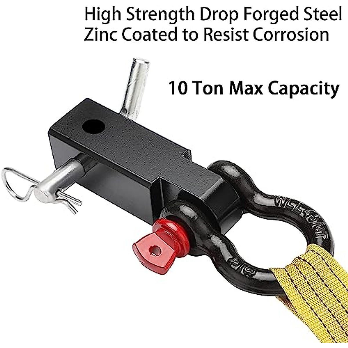 BETOOLL HW9113 2-Inch Shackle Tow Hitch Receiver Compatible with Jeep Wrangler and All Chevy/GMC, Ford, Dodge, Nissan, Toyota Truck 2" Receivers