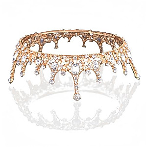 Crystal Crown Vintage Queen Princess Tiara Bridal Rhinestone Crown Dress-up Wedding Prom Pageant Pearl Crown Hair Accessories for Women and Girls… …