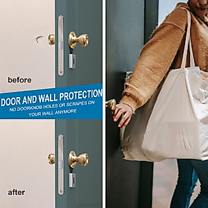 Solid Brass Door Stop, Decorative Door Stopper Wall Protector, Heavy Duty Door Stop with Rubber Bumper Tip for Wall Door Protection Sound Dampening, Brushed Gold Brass Plated