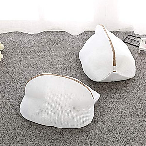 LOYALHEARTDY 2 Pack Mesh Wash Laundry Bags Sandwich Shoe Washing Laundry Bags Double-Layered Mesh Style with Premium Zipper(White)