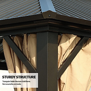 BPS Hardtop Gazebo 12' X 12' Outdoor Tent Shelter Canopy with Netting for Patio, Garden, Yard and Party