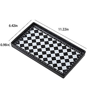 Redelaenor Ring Dish Rectangular Trinket Jewelry Tray Ceramic Dresser Bathroom Vanity Storage and Holder Black and White Grid Medium