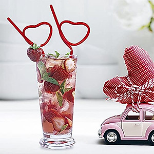 Heart-Shaped Party Straws Drinking Sipping Straws, Novelty Props for Wedding Birthday Party (20 pcs)