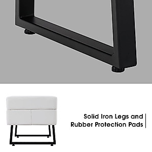 BarberPub Waiting Room Chairs, Heavy Duty Office Guest Reception Bench, Faux Leather Upholstered Lobby Chairs for Salon, Conference Room 7008 (Cream White)