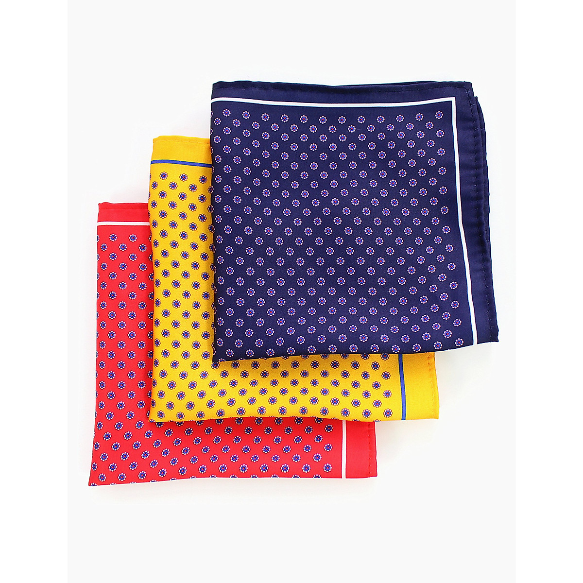 JEMYGINS 6PCS Red Yellow Pink Blue Silk Pocket Squares for Men Handkerchief Hanky Set (1)