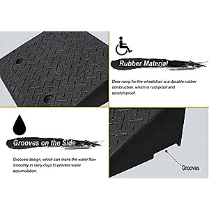 Threshold Ramp, Heavy Duty Threshold Ramp 2 3 4 5 6 Inches Rise, Driveway Curb Rubber Wheelchair Transition Ramp, Garage Entry Ramp Easy to Fix (Color : Black, Size : 5cm (2in) Rise)