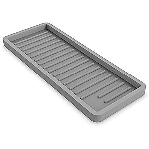 ZAPPOWARE Silicone Kitchen Sink Caddy Sponge Holder 12x4.7 Gray - Bathroom Vanity Tray Organizer, Soap Tray for Dish Scrubber, Soap Dispenser