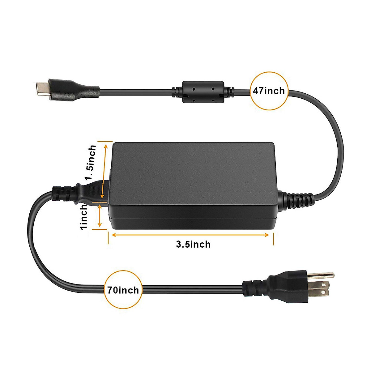 USB-C Docking Station Laptop Charger 45W for Dell Adapter XPS 13 9360 9365 9370 9333 9380 Inspiron 14 7437 Latitude 7390 2in1 7275 7370 5175 5285 5290-2in1 LA45NM150 04RYWW 0HDCY5 Type C (USBC)