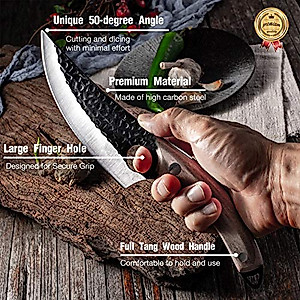 Golden Bird Viking Knife Meat Cleaver Knife Hand Forged Boning Knife with Sheath Butcher Knives High Carbon Steel Fillet Knife Chef Knives for Kitchen, Camping, BBQ