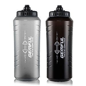 GEMFUL Squeeze Water Bottles Sports 32 oz BPA Free 2 Pack
