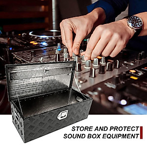 confote 30" Heavy Duty Aluminum Stripes Plated Tool Box Pick Up Truck Bed RV Trailer Toolbox Waterproof Square Storage Organizer with Side Handle, Lock with Keys -30"x 13"x 10"，Black