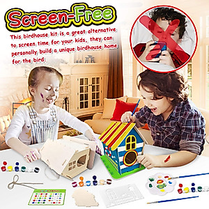 DIY Bird House Kit, 3 Packs Wooden Doodle Birdhouses Set, Arts Crafts Easter Gifts for Age 4-8+ Years Old Girls Boys, Build & Paint Wooden Arts and Painting Craft Toys for Kids Adults