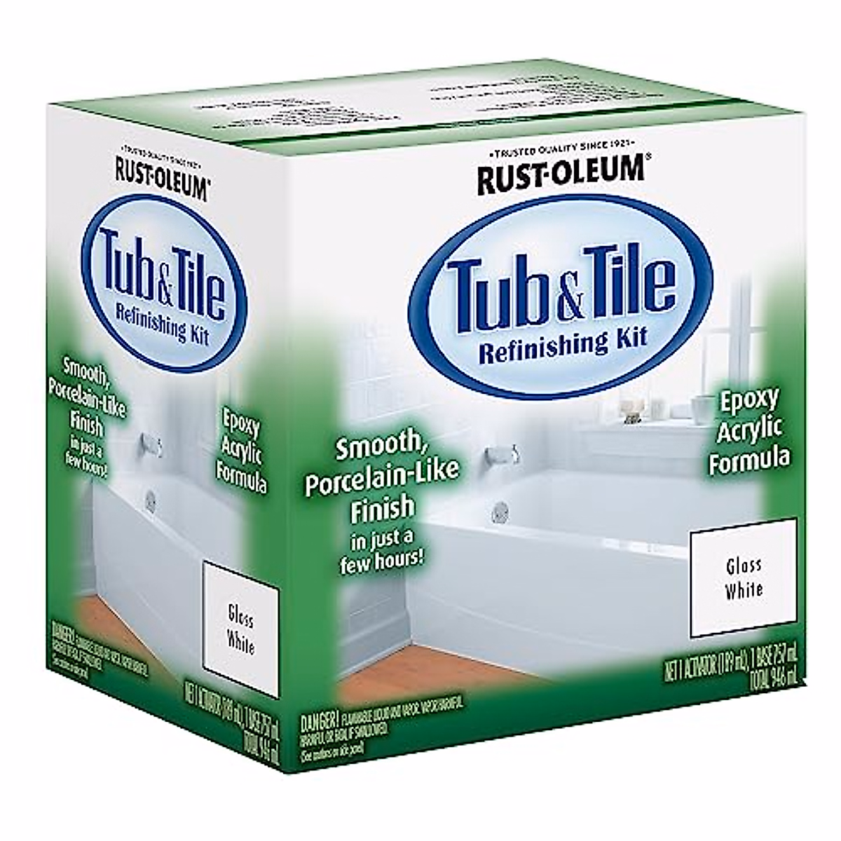 Rust-Oleum 384165 Tub And Tile Refinishing 2-Part Kit, Gloss White,White
