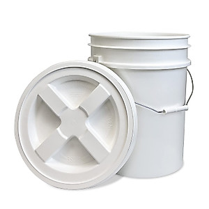ePackageSupply, 5 Gallon White Bucket with White Gamma Seal Screw on Airtight Lid (1 Count), Food Grade Storage, Premium HPDE Plastic, BPA Free, Durable 90 Mil All Purpose Pail, Made in USA