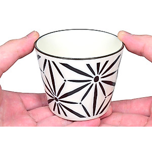 Mino Ware Traditional Japanese Yunomi Tea Cups, Komon Design for Green Tea, Matcha Tea, Set of 5