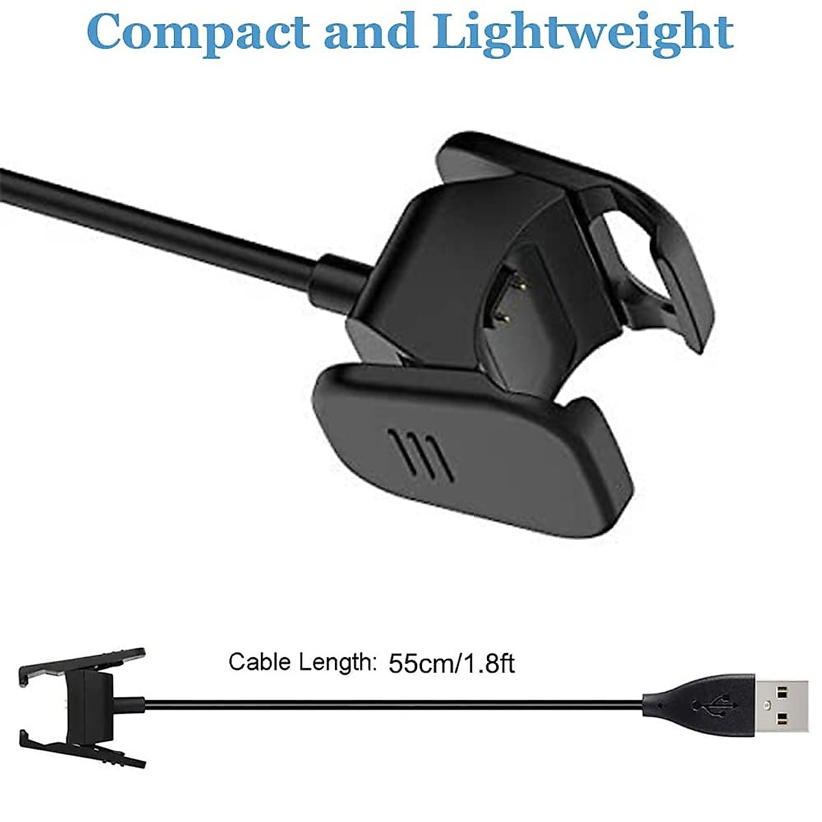 Threeeggs Compatible with Fitbit Charge 4 Charger, Replacement USB Charging Cable Cord for Charge 4 / Charge 3 Smartwatch 55cm/1.8ft (2)