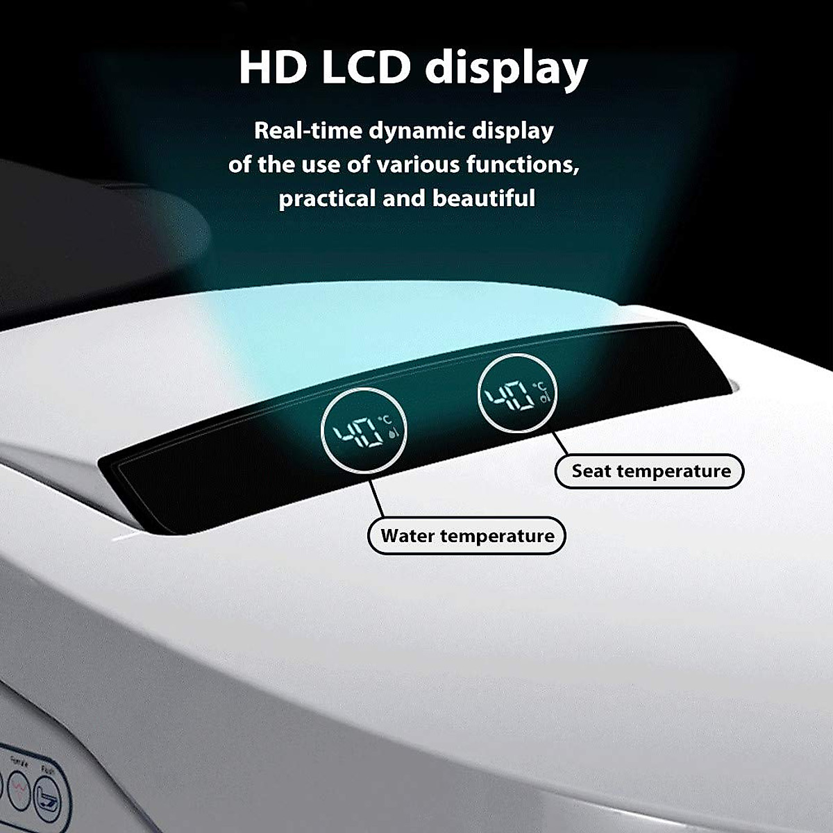 Smart Advance Luxury Bidet Toilet,Elongated One Piece Adjustable Functions Bidet Seats with Soft Closing Seat Functions and Air Dryer,Hip Cleaning Nozzle Cleaning, White