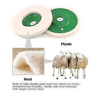 Keadic 10 - Piece 100mm Wool Felt Disc Polishing Buffing Wheel Pad Bore Dia