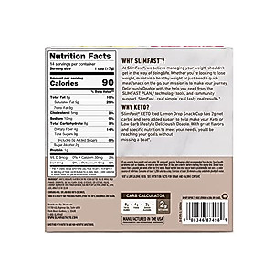 SlimFast Low Carb Snacks, Keto Friendly for Weight Loss with 0g Added Sugar & 4g Fiber, Iced Lemon Drop Cup, 14 Count Box (Packaging May Vary)