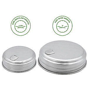 Sugar Dispensing Retro Style Stainless Steel Lids for Mason Jars (2 Pack, Regular Mouth)