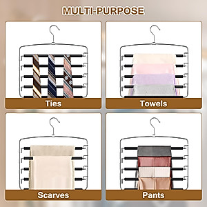 Cycleacc Pants Hangers, 2 Pack Anti-Slip Space Saving Hangers, 5 Layer Swing Arm Pants Hanger Stainless Steel with Non-Slip Padding, Closet Organizers & Storage for Pants Trousers Jeans Scarf