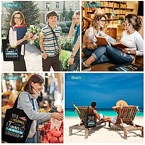 NANOOER Teacher Appreciation Gifts Canvas Tote Bag Black with Inner Pocket for Women Teacher Graduation Christmas, Reusable Grocery Bag