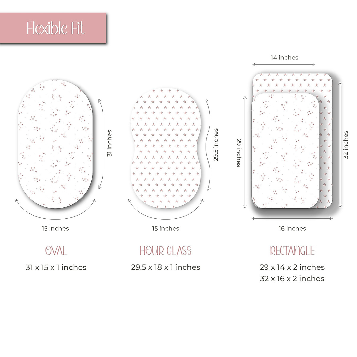 Ely's & Co. Bassinet Sheet 100% Jersey Cotton 2 Pack for Baby Girl-Dusty Rose and Mauve Pink Stars