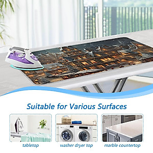 GOODOLD Christmas Town Ironing Mat Portable Travel Ironing Pad for Washer,Dryer,Table Top, Iron Board Alternative Cover, Large Heat Resistant Ironing Blanket