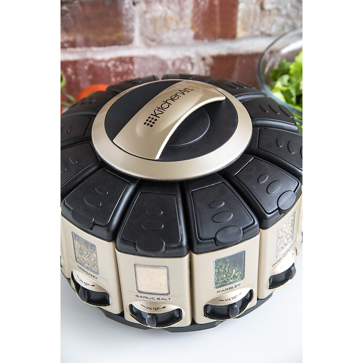 KitchenArt 57010 Select-A-Spice Auto-Measure Carousel Professional Series, Satin