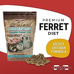 Marshall Pet Products Natural Complete Nutrition Premium Ferret Diet Food Select Chicken Formula with 3lbs of Fresh Chicken, Highly Digestible, 4 lbs
