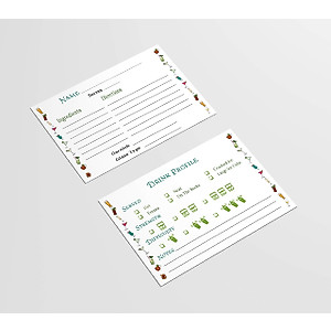 Cocktail Recipe Cards, 4x6 Inches, 50 Fill-in-the-Blank Cards for Recipe Box (Watercolor Border)