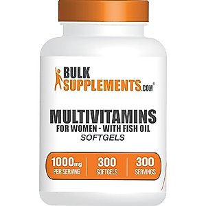 BulkSupplements.com Multivitamin for Women Softgels - Women's Multivitamin with Iron, Multimineral Supplement, with Fish Oil - Gluten Free, 1 Softgel per Serving, 300 Count (Pack of 1)