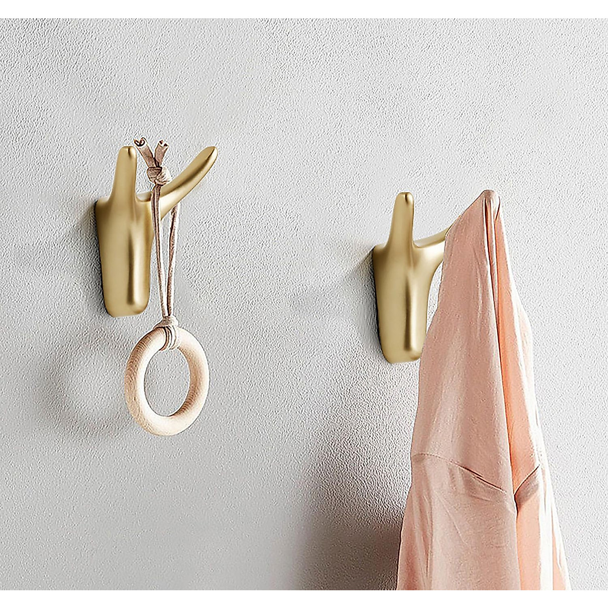 Mleuxvics 4 Packs Double Wall Hooks for Hanging Modern Gold, Heavy Duty Coat Hooks Robe Hooks Wall Mounted for Bathroom Bedroom Kitchen Hotel