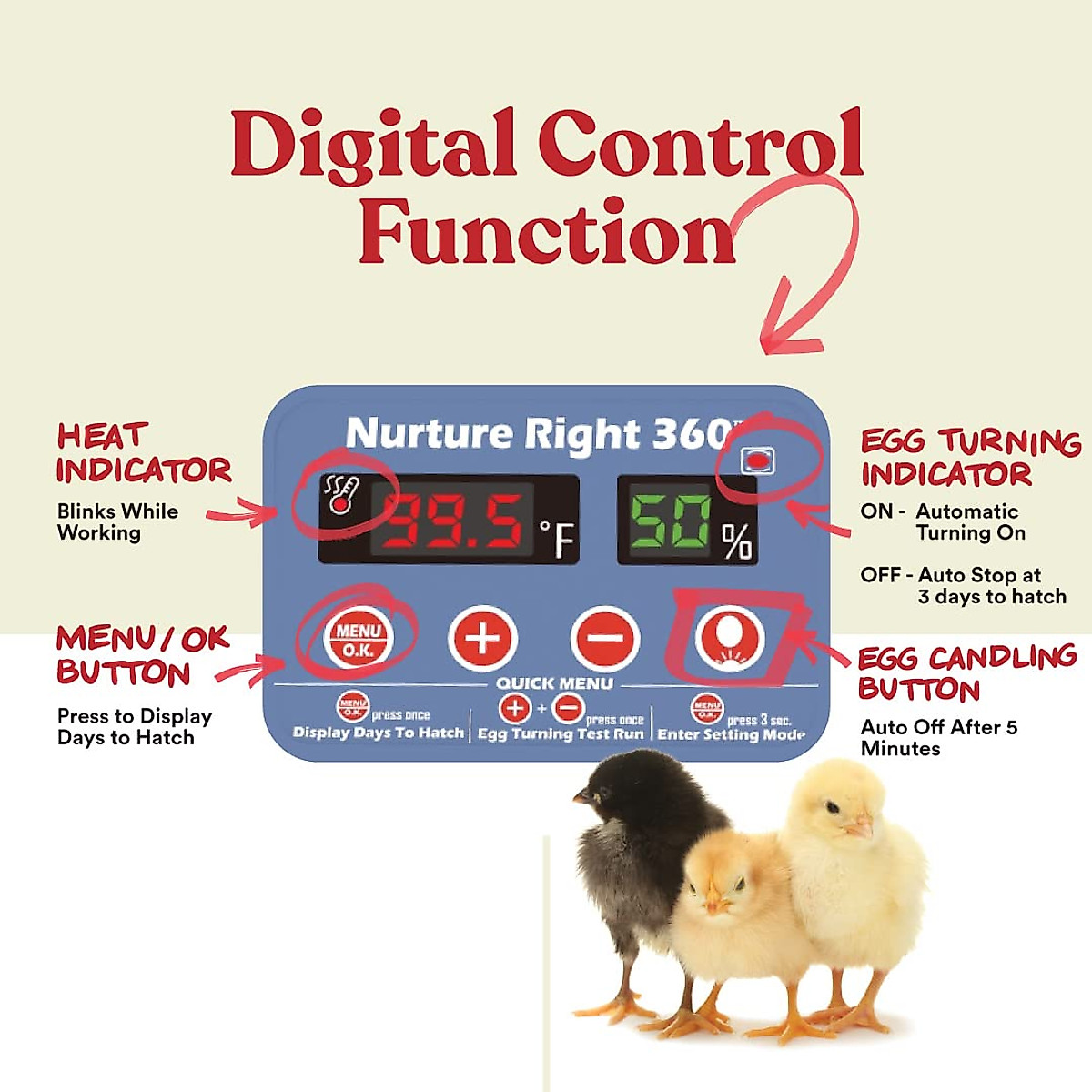 Manna Pro Harris Farms Nurture Right Egg Incubator for Hatching Chicks - Holds 22 Eggs - Automatic Egg Turner with Temperature and Humidity Control - 360 Degree View With Clear Window
