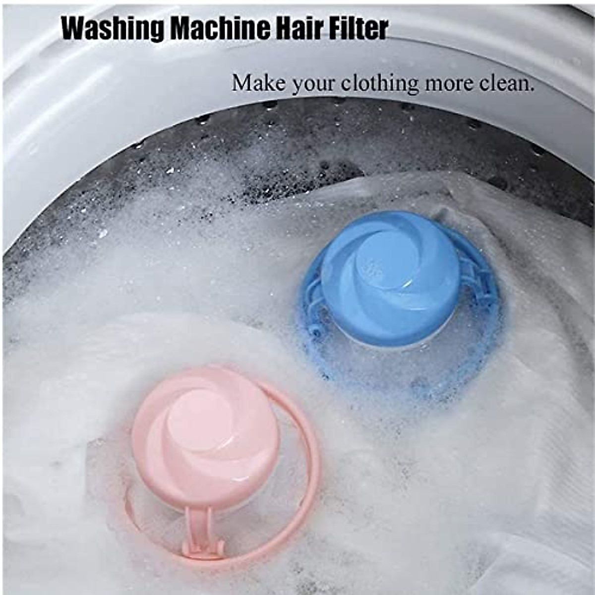 WHENWHEN 2021 New Washing Machine Hair Filter Cleaning Mesh Bag Home Floating Lint Hair Catcher Mesh Pouch Laundry Filter Bag Net Pouch Clothes Pins Reusable Floating Laundry Lint Mesh Bag (Blue)
