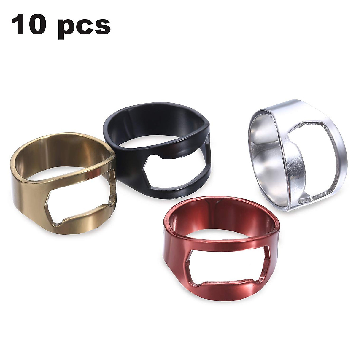 10 Pieces Ring Bottle Opener Stainless Steel Beer Bottle Opener Colorful Finger Bottle Opener for Party Present Supplies