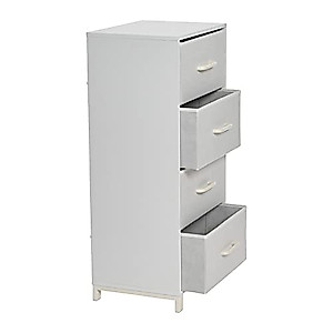 Household Essentials White 4 Drawer Bed Side Table
