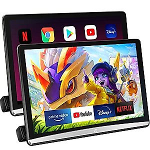 Seventour 12.4" Android 4K Car TV Headrest Monitor Tablet for Back seat, Support Phone Wireless Connection Mirror Link Touch Screen,with WiFi/Bluetooth/HDMI/USB/AV in/SD/Airplay Video Player(2*pcs)