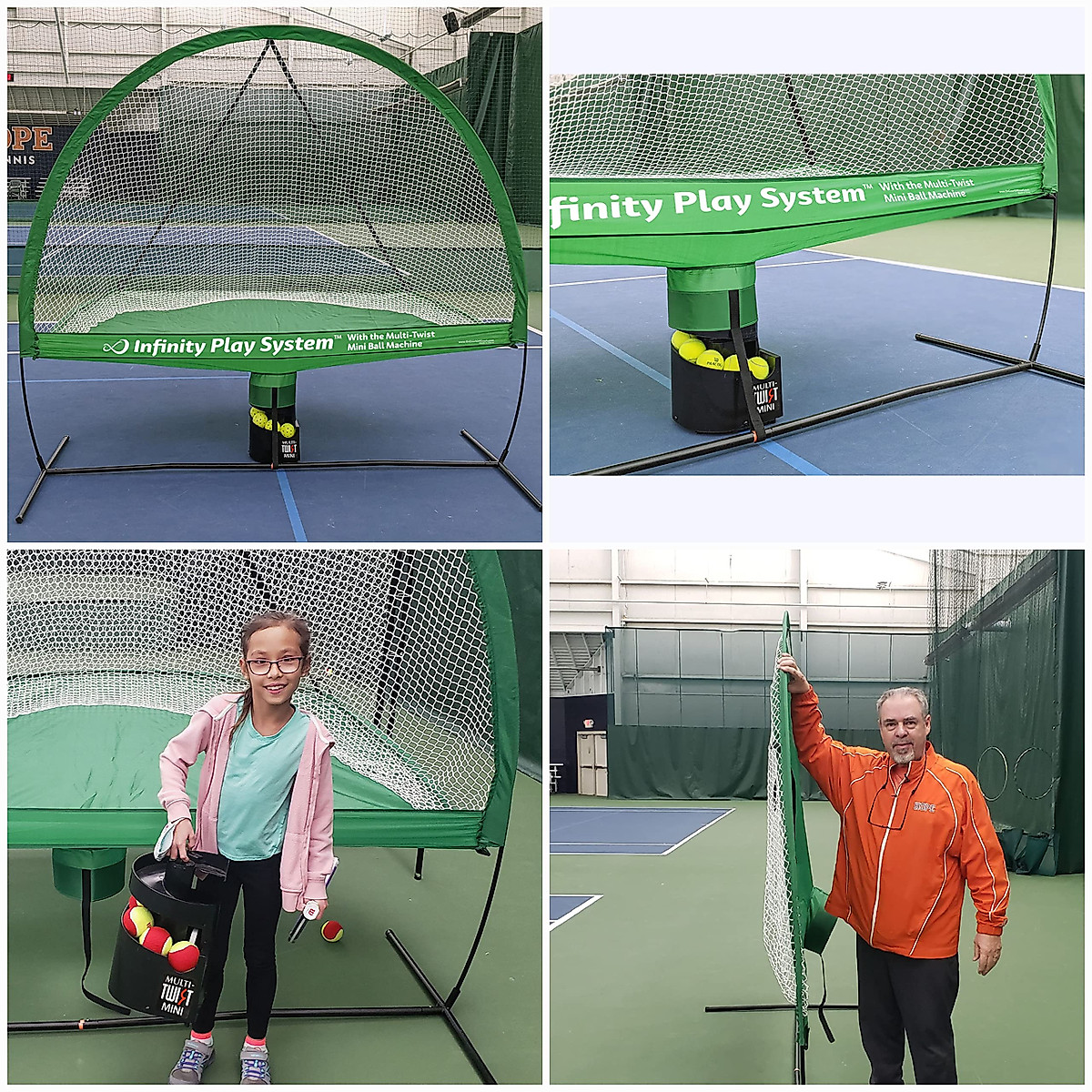 Infinity Play System Rebounder Net with Multi-Twist Mini Ball Machine for Tennis and Pickleball