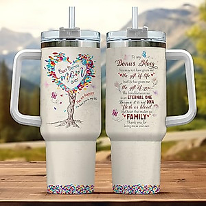 99OWL Bonus Mom Colorful Tree, Tumbler 40 Oz With Handle Lid And Straw, Mom Gifts, Flower Simple Straws Butterfly Modern Tumblers Mothers Heart Handle For Cup Women Cups