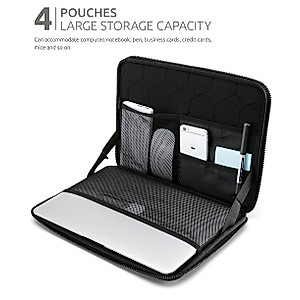 Protective Laptop Case: 13 - 13.3 Inch Computer Carrying Sleeve for 2018 New MacBook Air, Pro, Microsoft Surface or Chromebook - Padded, Waterproof and Shockproof Hard Lap Top Cover Cases – Black