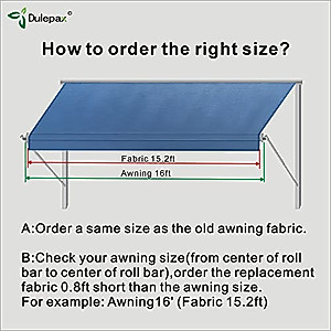 Dulepax RV Awning Fabric Replacement(20'2" Fabric) Heavy Duty 16 oz Vinyl Fabric Awning for Camper, Universal Camper Awning Replacement for All Trailer Awning Brands Blue