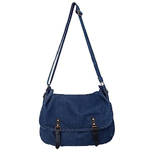 Canvas Messenger Bag Denim Shoulder Bag Hobo Tote Bag Casual Retro Crossbody Bag Large Capacity for Women and Men