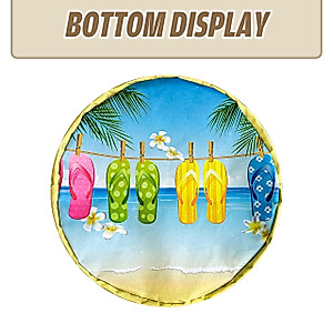 Hawaii Beach Flip Flops Laundry Basket Seaside Foldable Oxford Cloth Funny Tote Bag Laundry Hamper Clothes Storage Bucket Toy Organizer For Bathroom/Laundry Storage/Bedroom 18.9x16.5 Inch