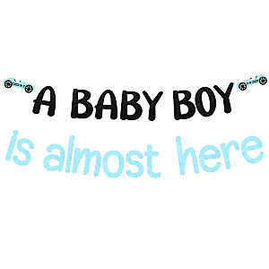 Sursurprise Race Car Baby Shower Decorations, A Baby Boy Is Almost Here Banner, Racing Car Baby Shower Banner, Let’s Go Racing Party Supplies