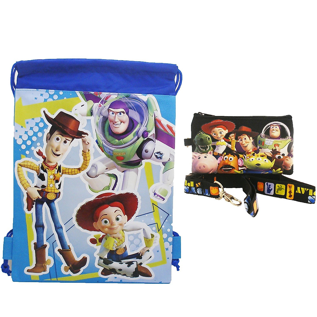 Toy Story Disney Light Blue Drawstring Bag and Lanyard